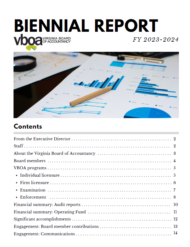 Biennial reports - Virginia Board of Accountancy